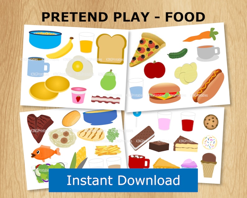 Printable Restaurant Food, Pretend Play Kitchen Food, Dramatic Play ...