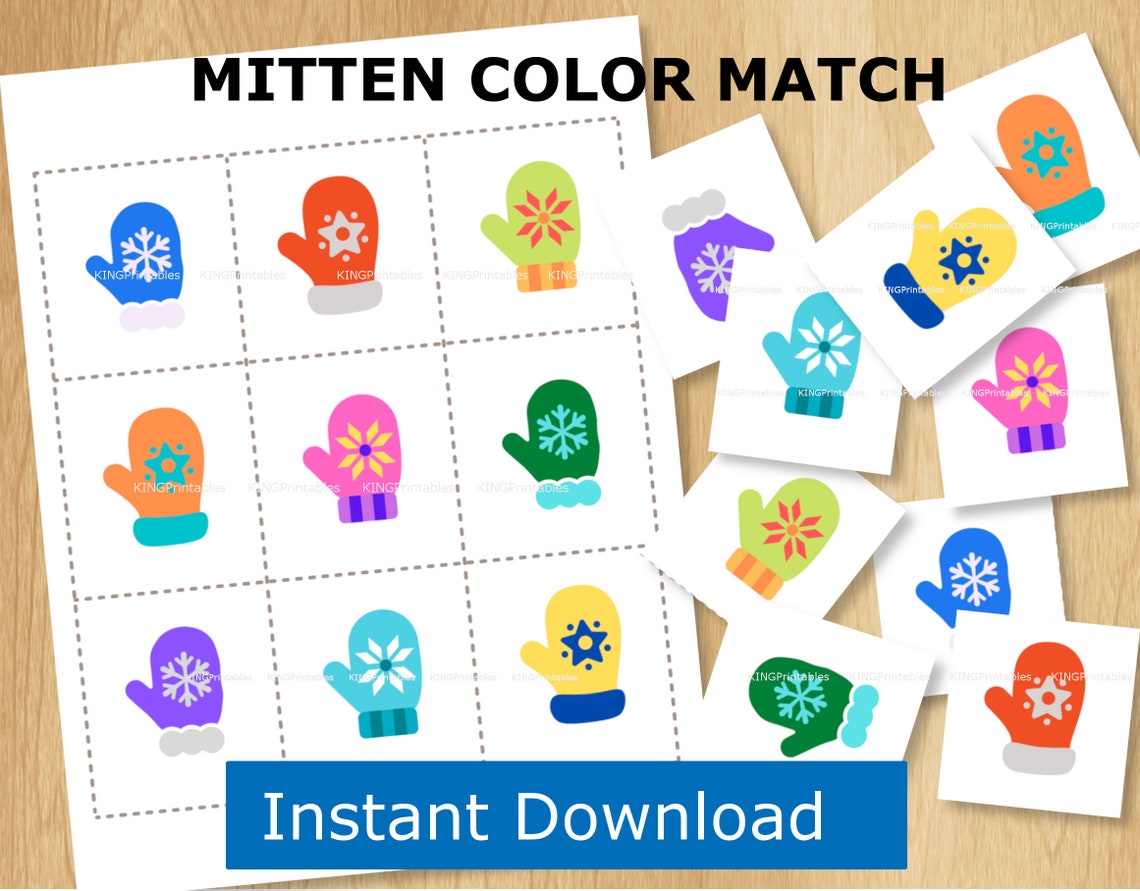 Mitten Color Matching, Toddler Match Cards, Winter Quiet Time Activity ...