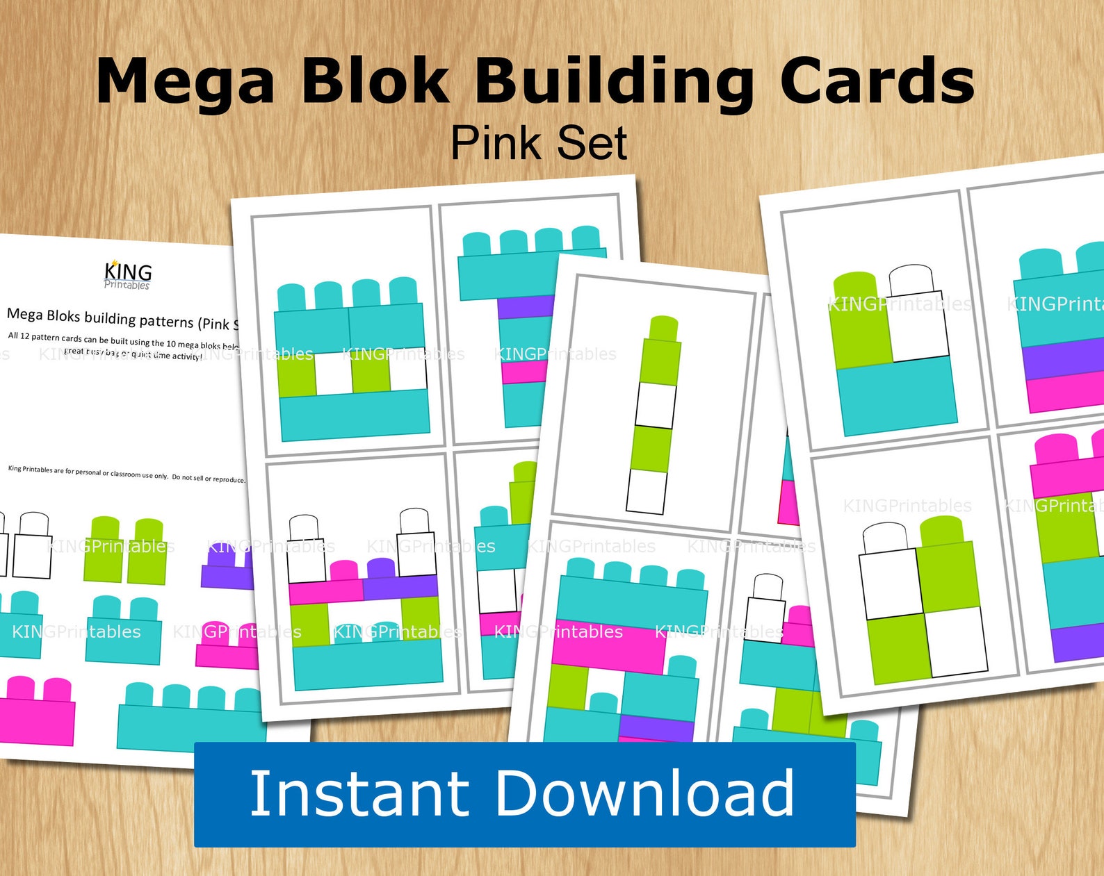 Learning Blocks Toddlers Mega Blok Building Cards Pink Set - Etsy