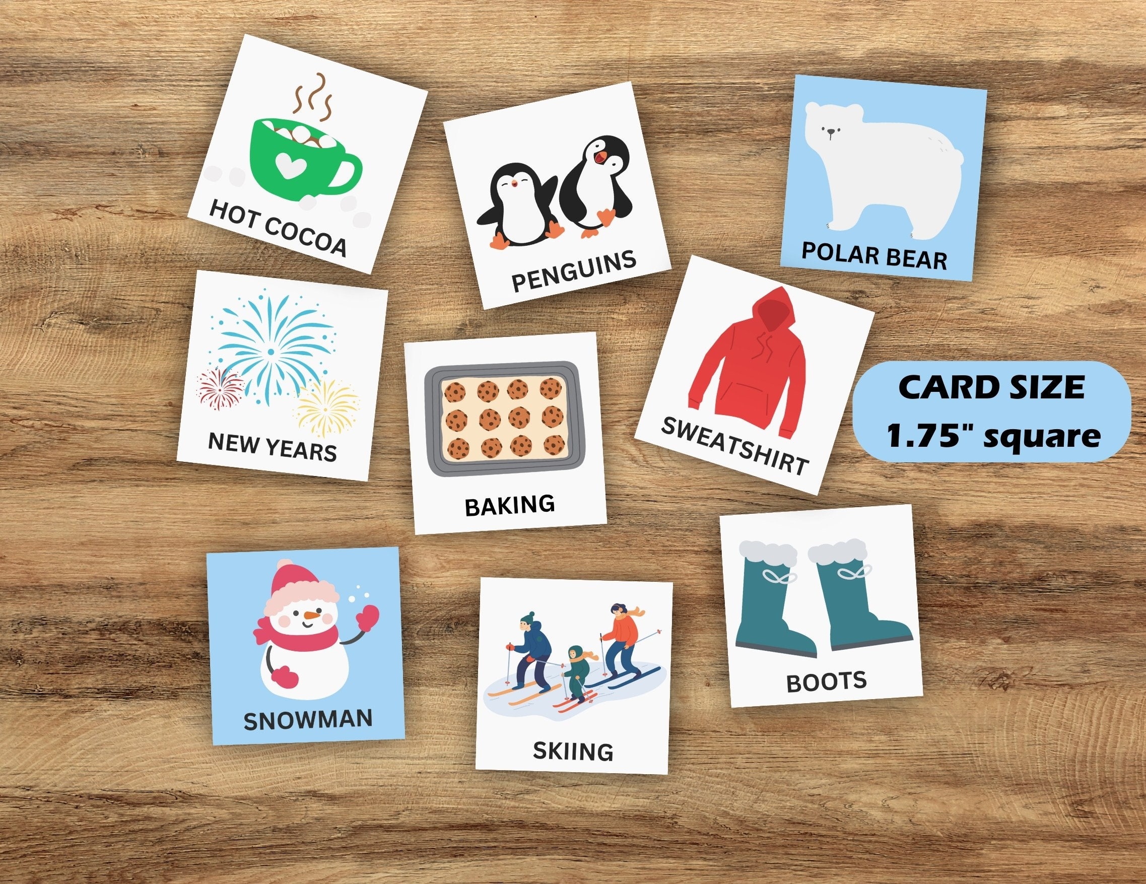 Printable Winter Flash Cards, Kindergarten Matching Game, December ...