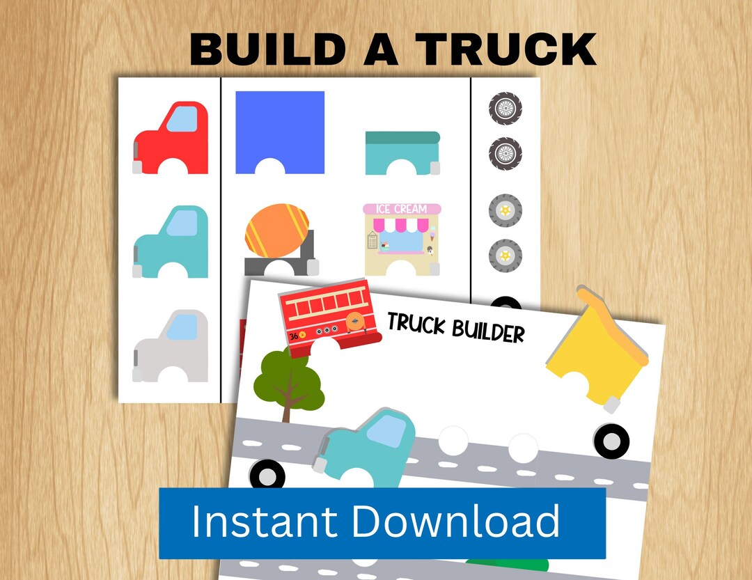 Truck Craft, Printable Pre-k Busy Book Pages, Learning Activity, Fine ...