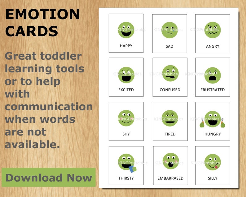 Emotions Worksheet, Non Verbal Cards, Toddler Communications, Matching ...