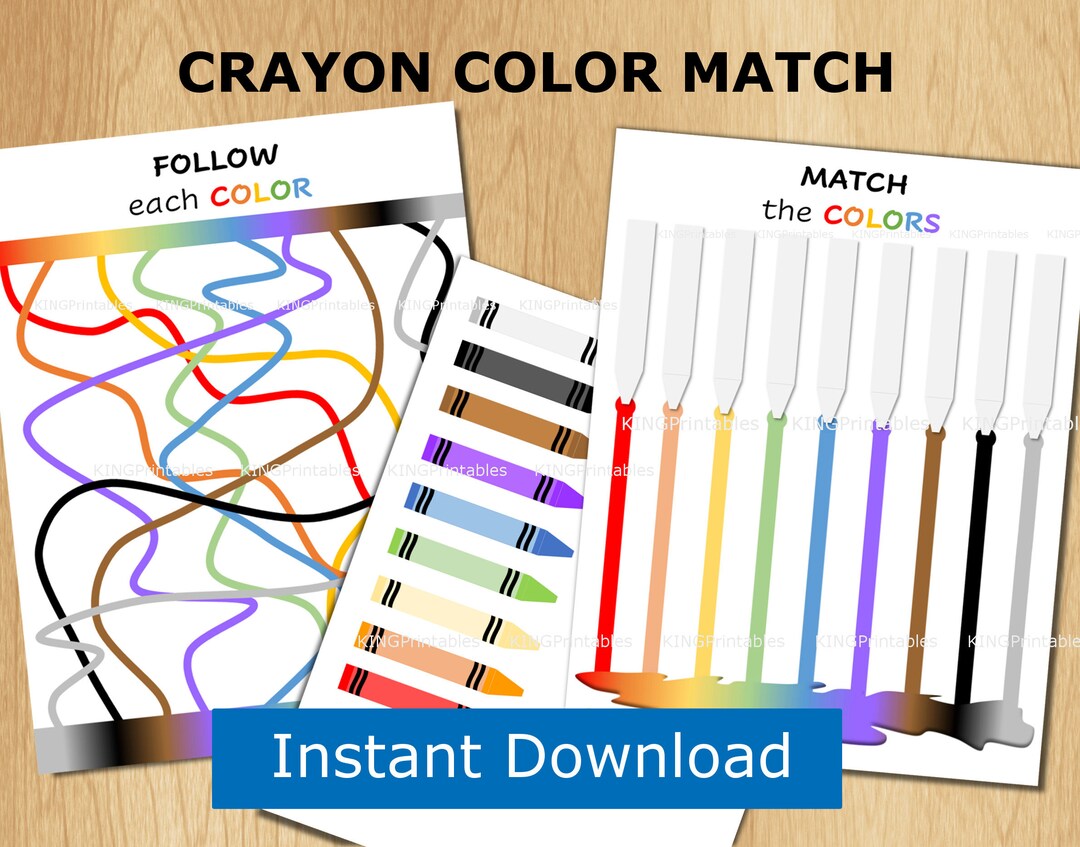 Printable Crayon Color Matching Game, Toddler Activity (PDF Pattern) - Etsy