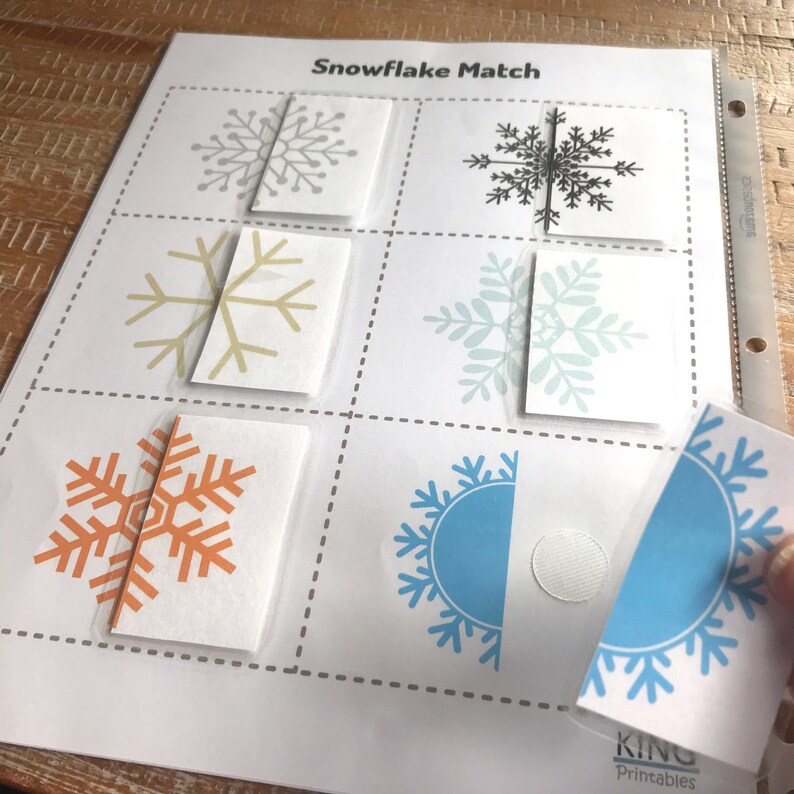 Printable Snowflake Matching, Winter Busy Binder Page, Toddler Pattern ...