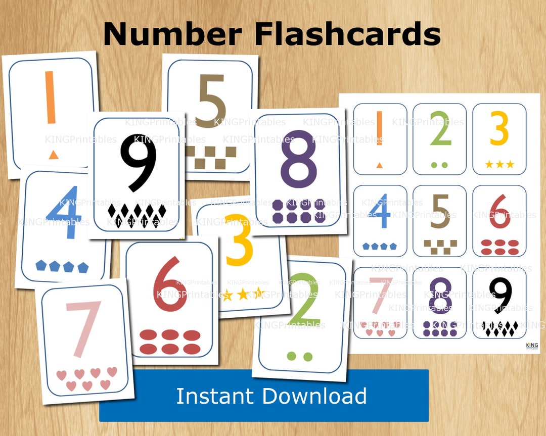 Number Flash Cards Printable, Educational Toddler Toys, DIY Gift for 2 ...