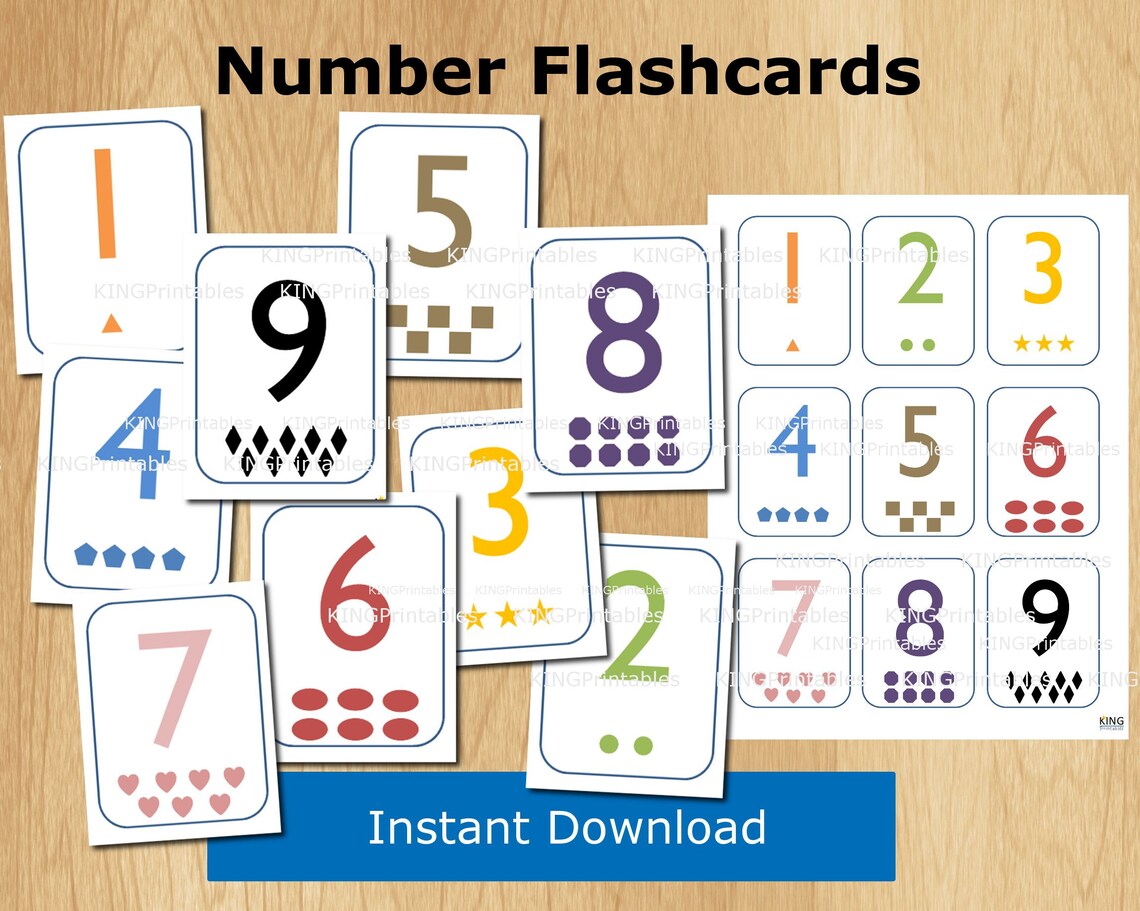 Number Flash Cards Printable, Educational Toddler Toys, DIY Gift for 2 ...