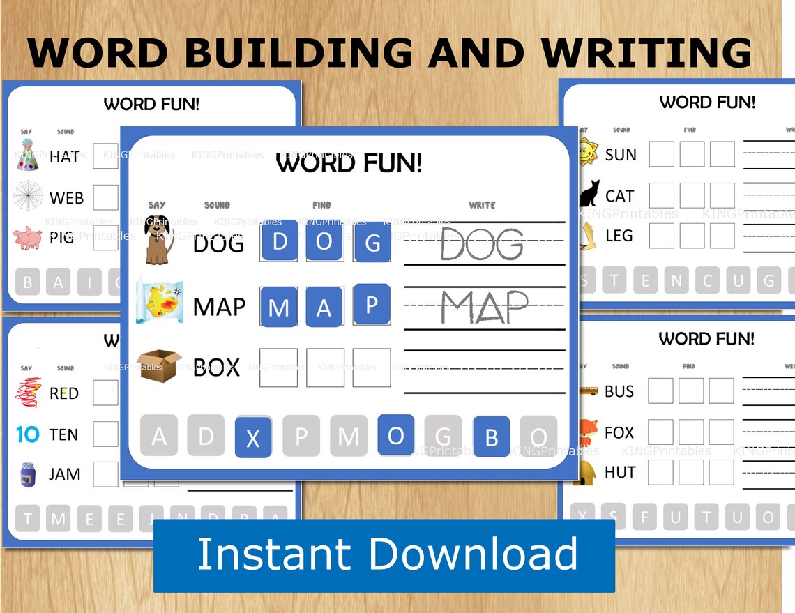 Kindergarten CVC Word Building, Preschool Printable, Phonics Folder ...