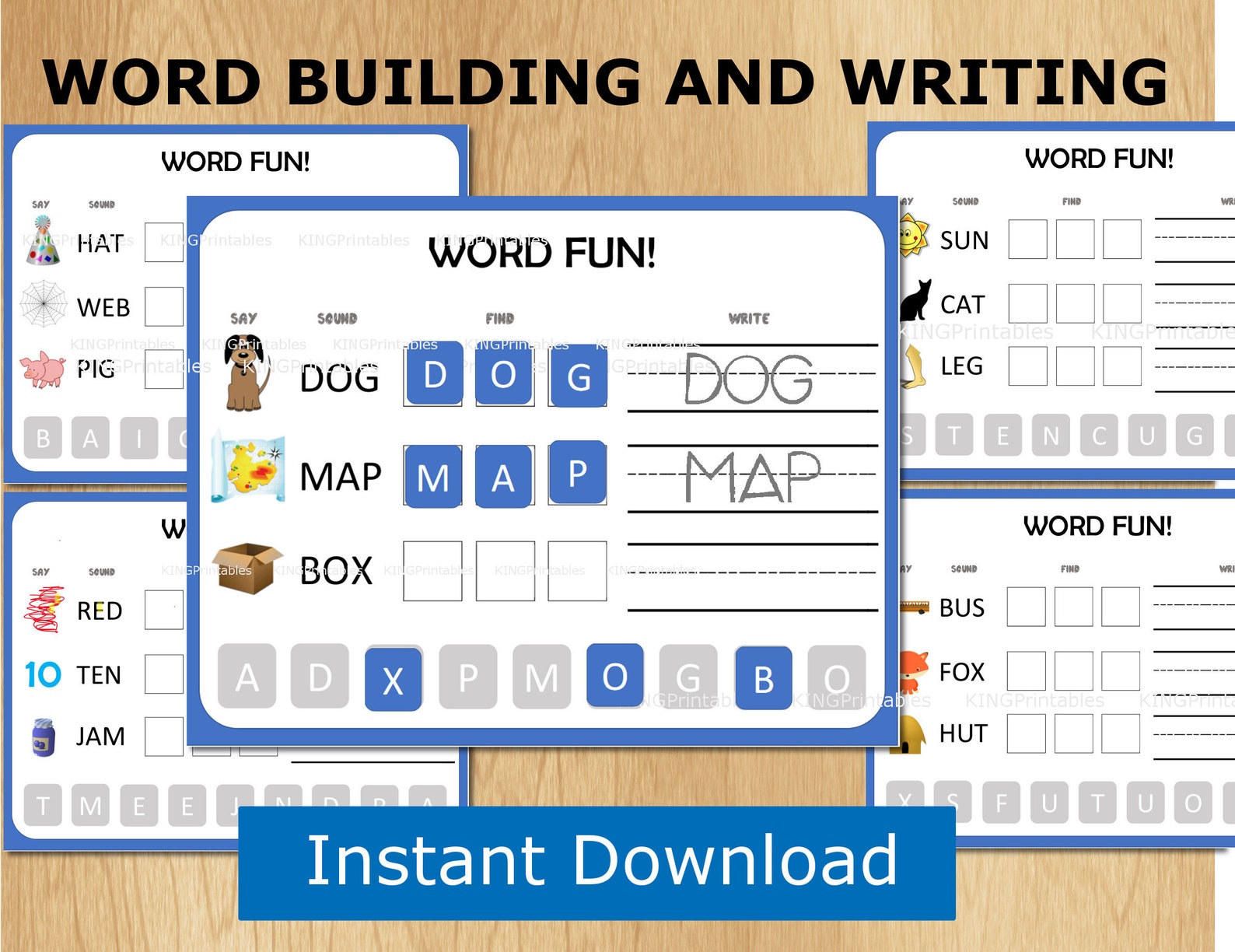 Kindergarten CVC Word Building, Preschool Printable, Phonics Folder ...