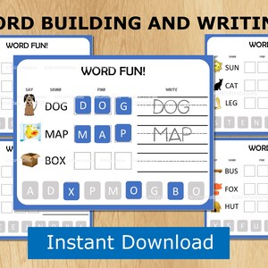 Kindergarten CVC Word Building, Preschool Printable, Phonics Folder ...