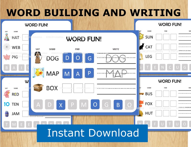 Kindergarten CVC Word Building, Preschool Printable, Phonics Folder ...