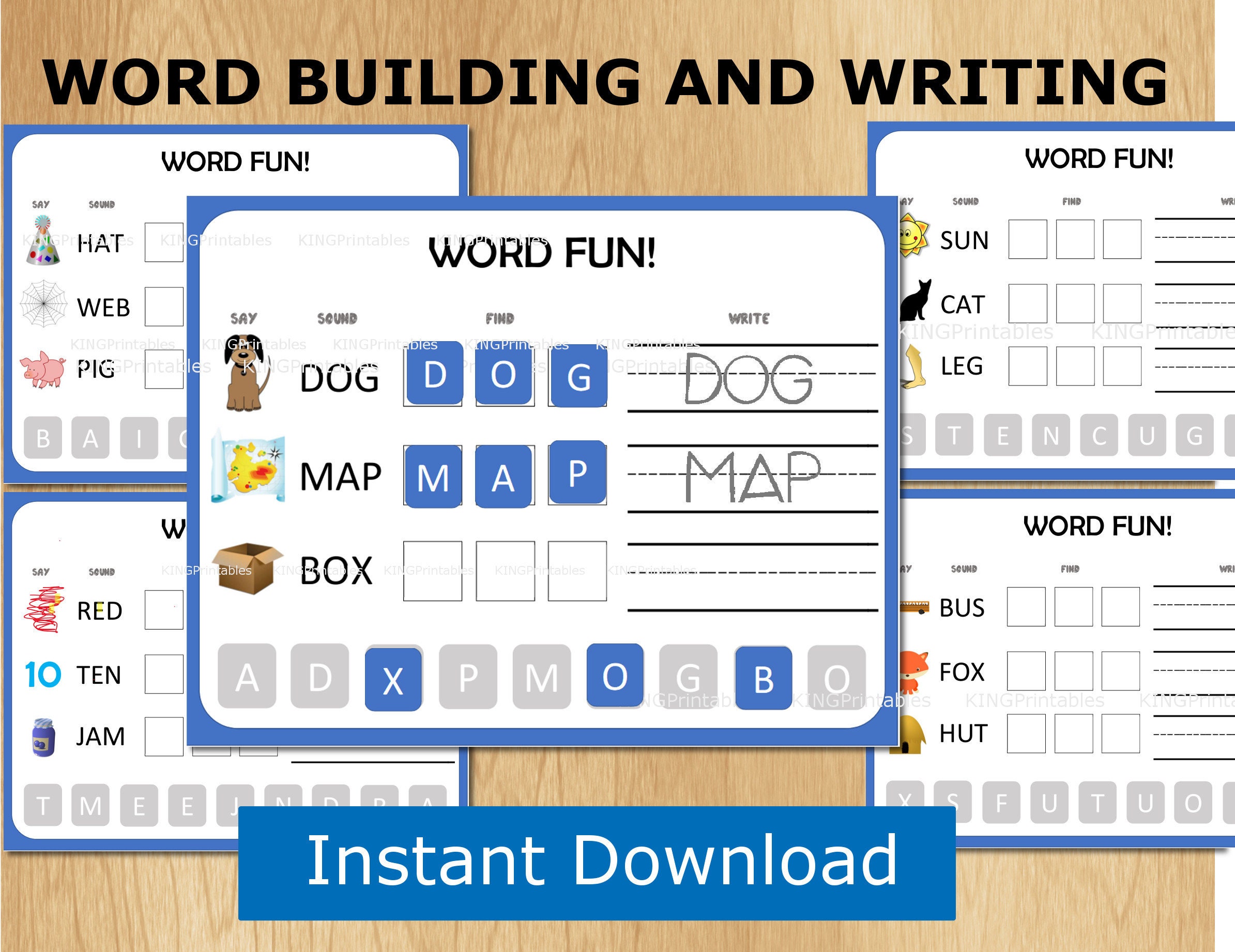 Kindergarten CVC Word Building, Preschool Printable, Phonics Folder ...
