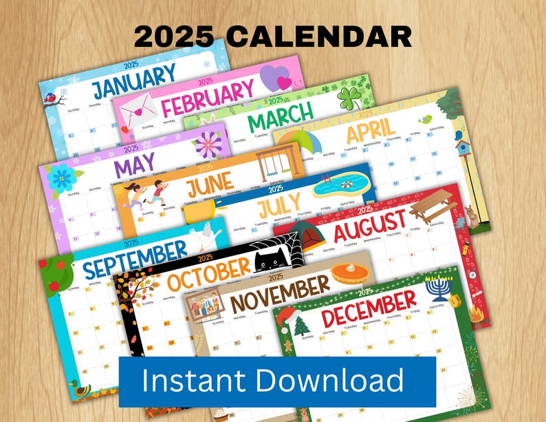 Printable 2025 Calendar, Kids Calendars, Preschool Classroom Monthly ...