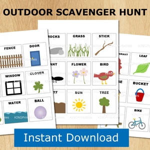 Outdoor Scavenger Hunt, Kids Printables, Toddler Games, Nature Theme ...