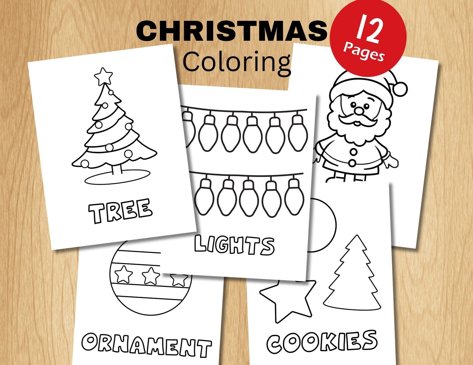 Easy Christmas Coloring Pages, Preschool Holiday Activity, Winter ...