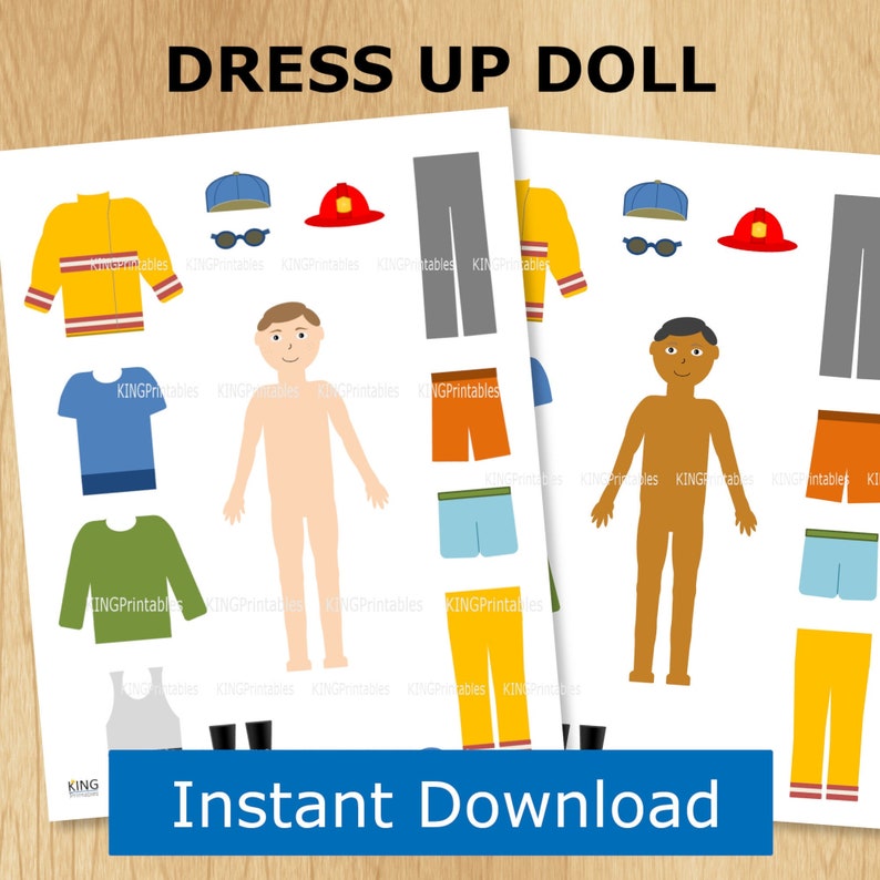 Printable Dress up Doll Boy, Downloadable Paper Doll, Busy Binder Page ...