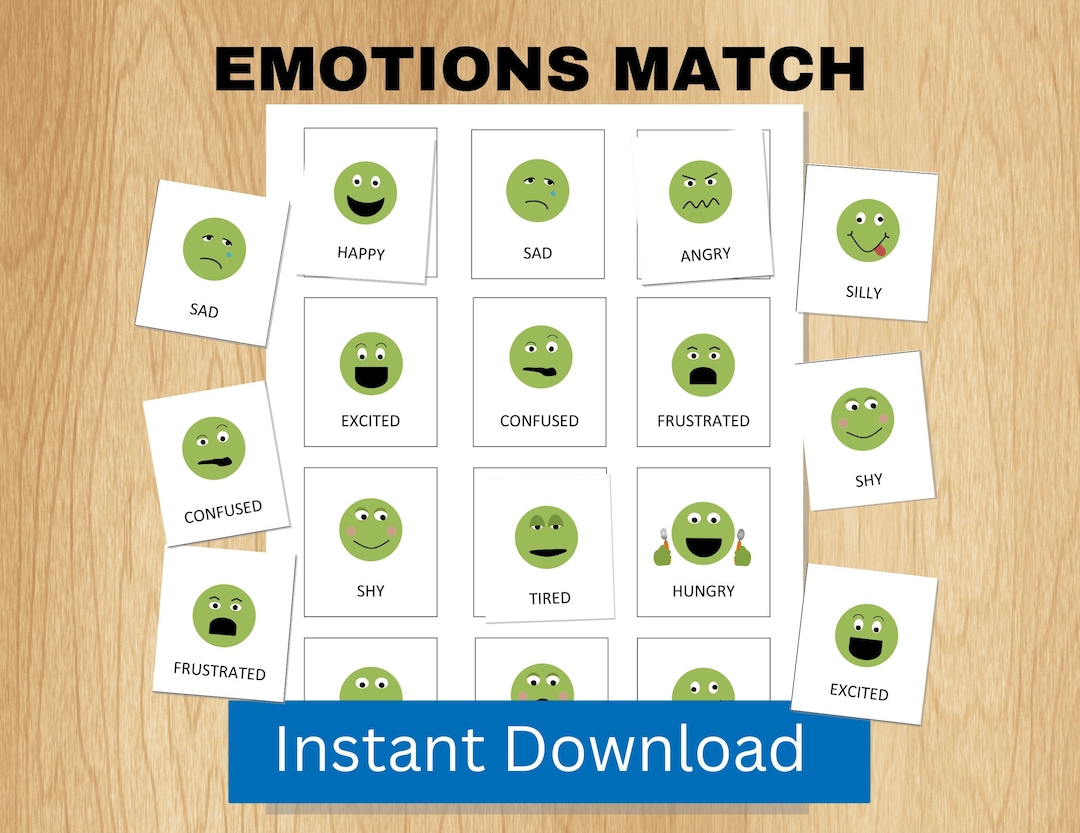 Emotions Worksheet, Non Verbal Cards, Toddler Communications, Matching ...