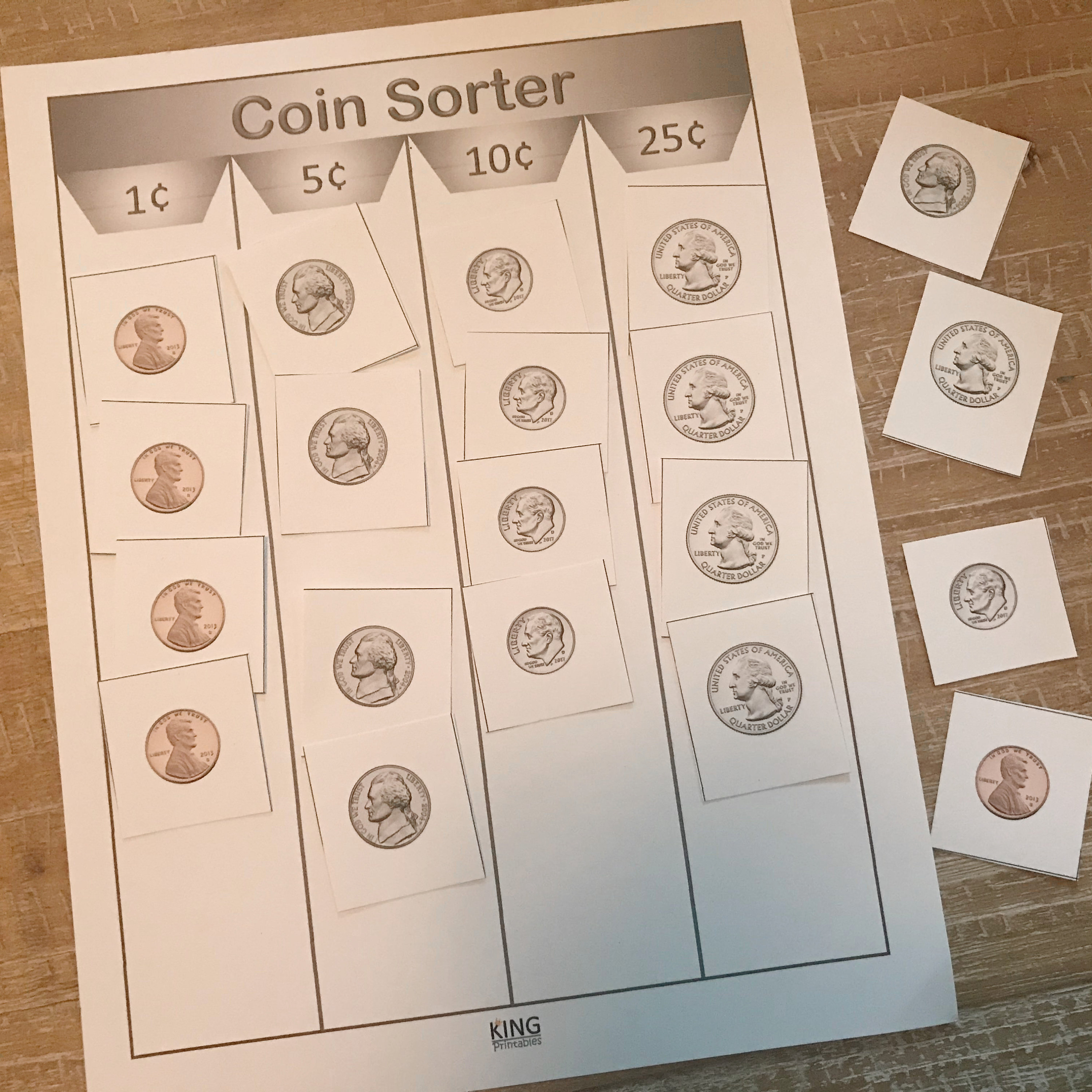 Learning Money Activities Teaching Printables Coin Sorter - Etsy