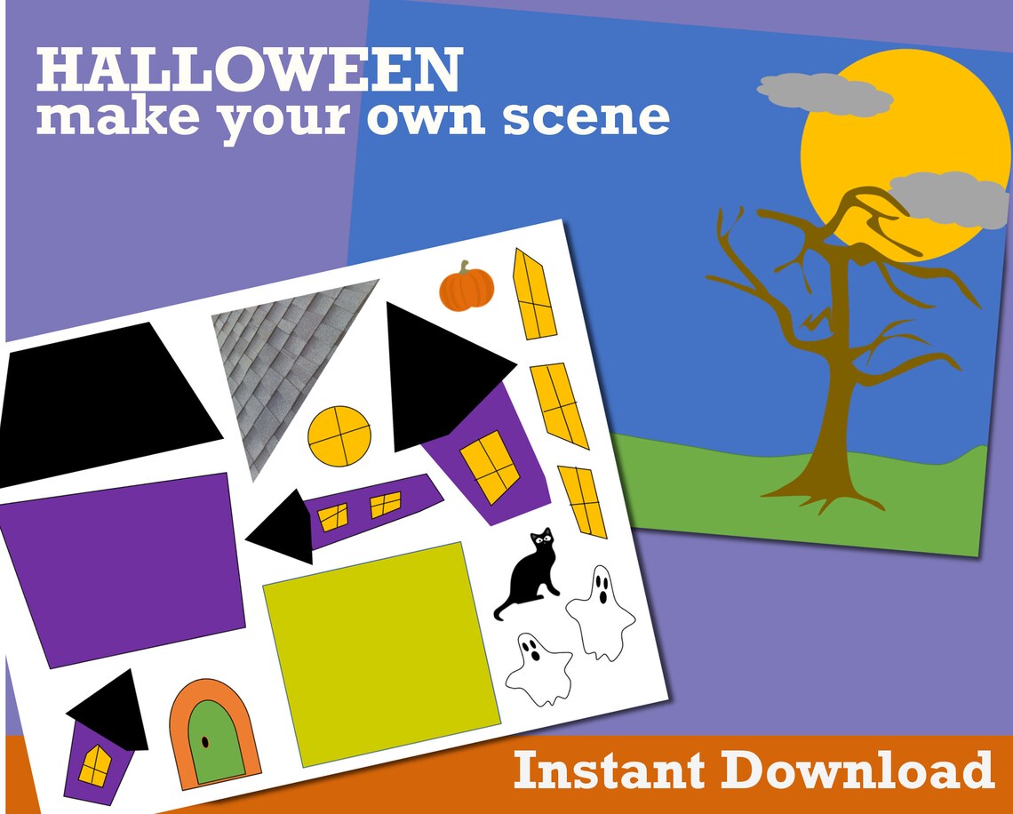 Printable Halloween Crafts for Kids, Haunted House, Preschool File ...
