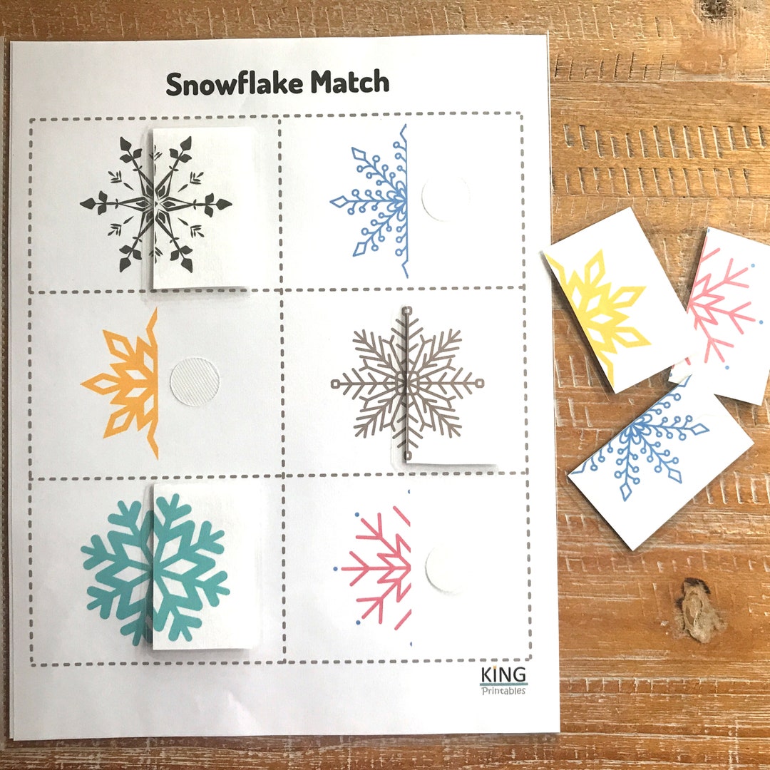 Printable Snowflake Matching, Winter Busy Binder Page, Toddler Pattern ...