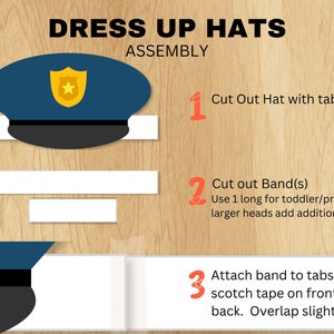 Dress up Hats Printable, Pretend Play Community Helpers, Kids Craft ...