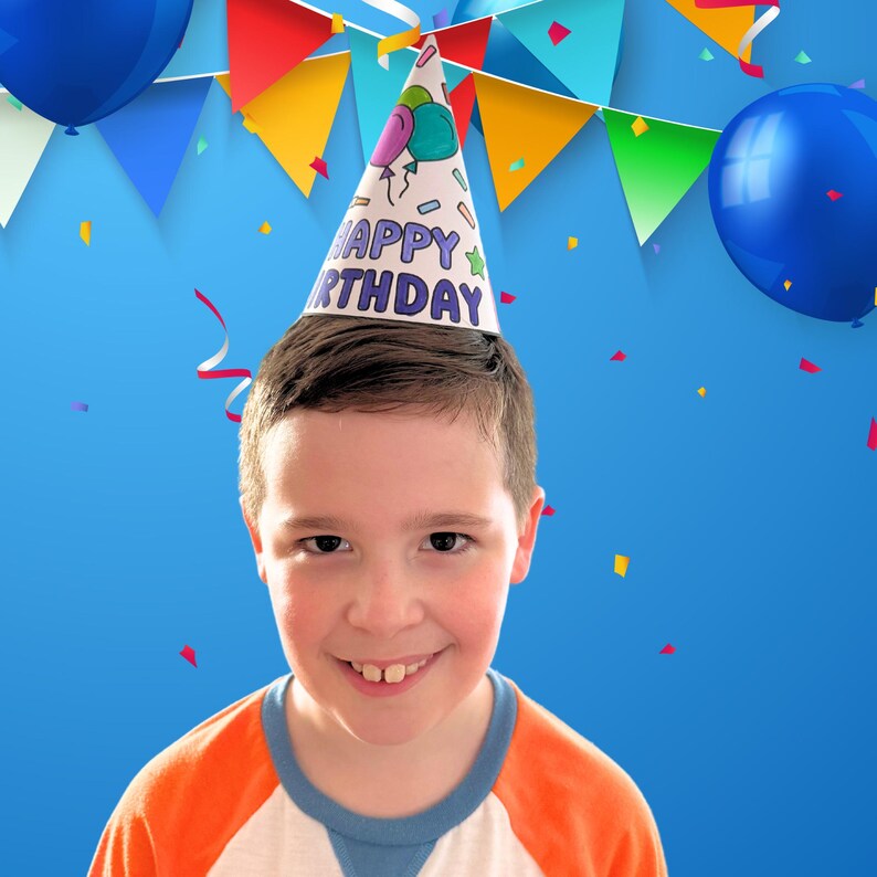 Printable Birthday Hat, Kids Birthday Party Activities, Happy Birthday ...