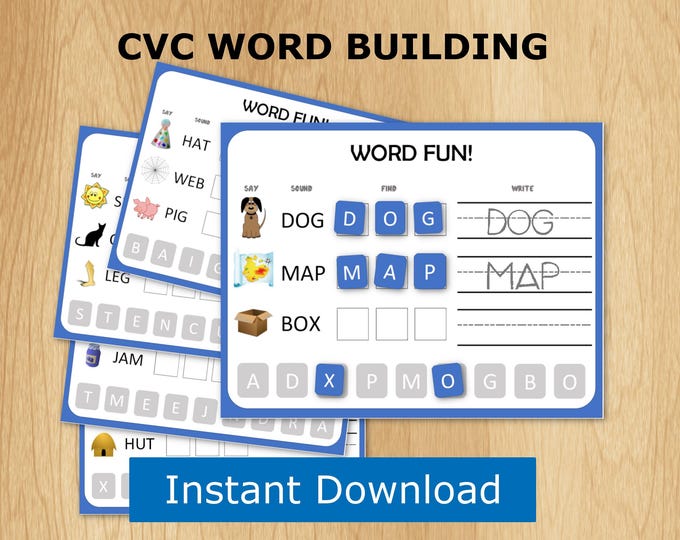 Printable CVC Word Builder, Phonics Beginning Letter Sounds ...