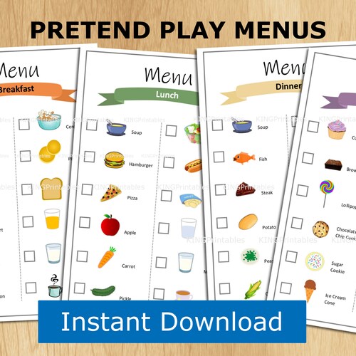 Printable Pretend Play Restaurant Menus Preschool Kids - Etsy