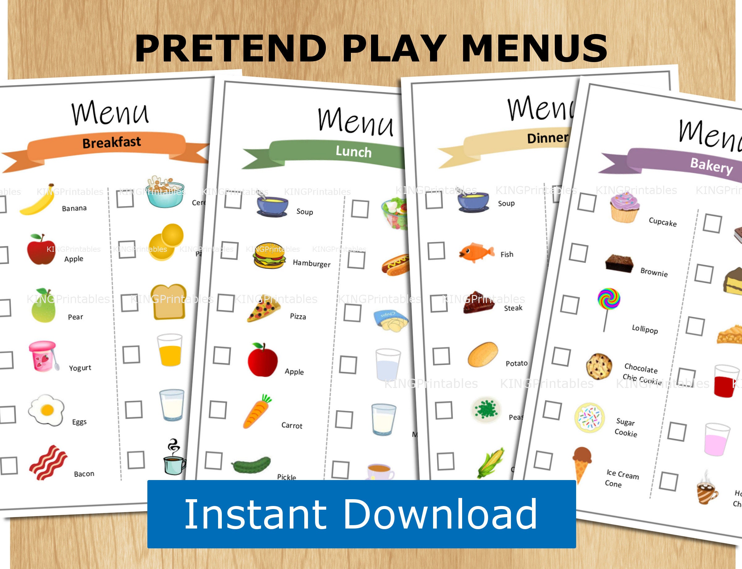 Printable Dramatic Play Restaurant Menu