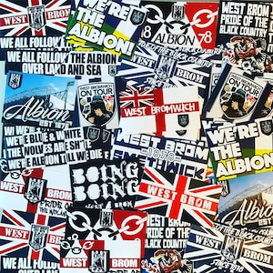 100 X West Bromwich Albion Stickers - Based on Poster Shirt Scarf Pin ...