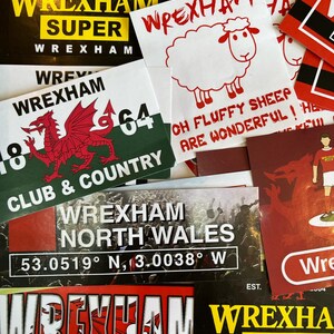 100 X Wrexham Stickers - Based on Poster Shirt Football Scarf Pin Badge ...