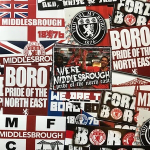 100 X Middlesbrough Stickers - Based on Poster Shirt Scarf Pin Badge ...