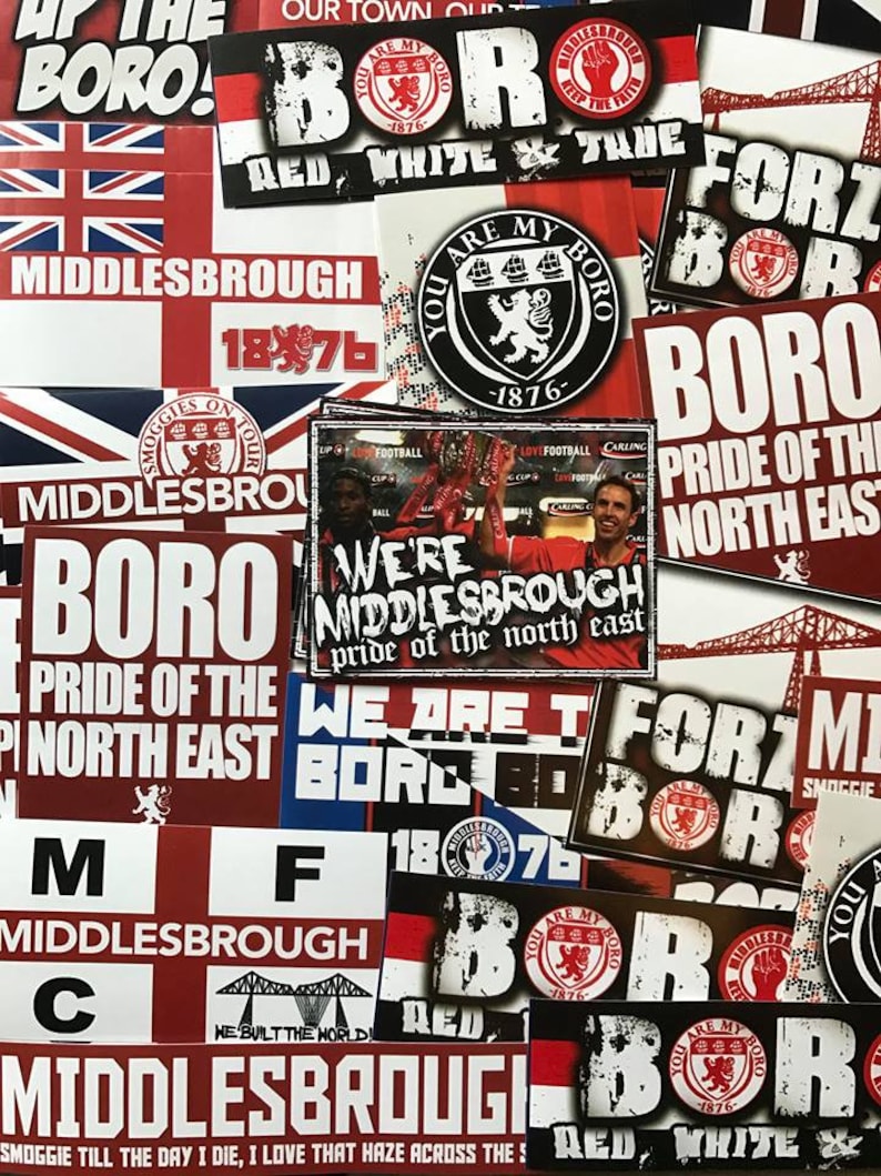 100 X Middlesbrough Stickers Based on Poster Shirt Scarf Pin - Etsy UK