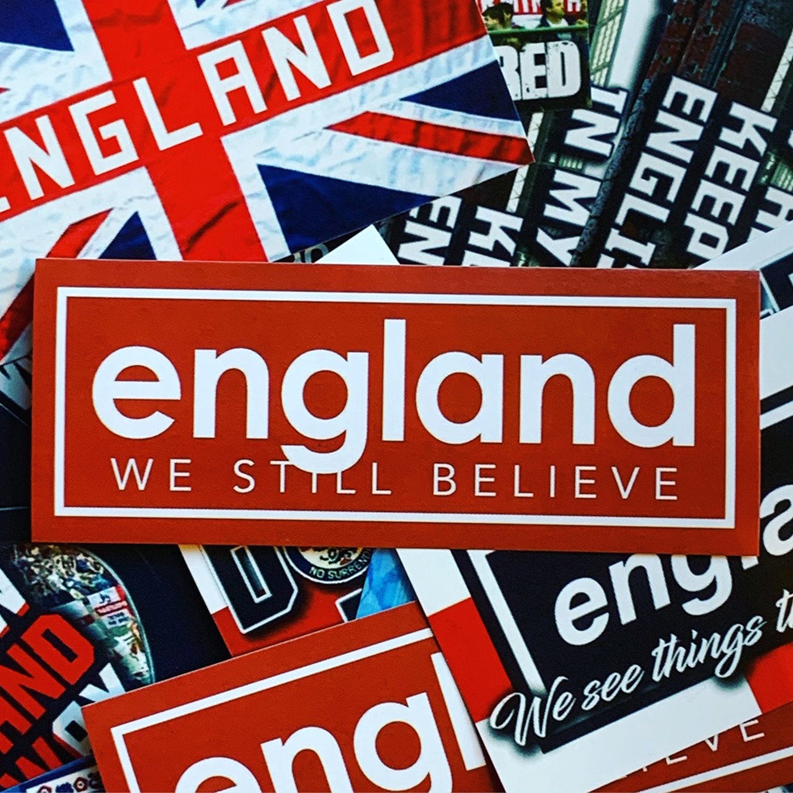 100 X England Stickers Based on Poster Shirt Scarf Pin Badge Programme ...