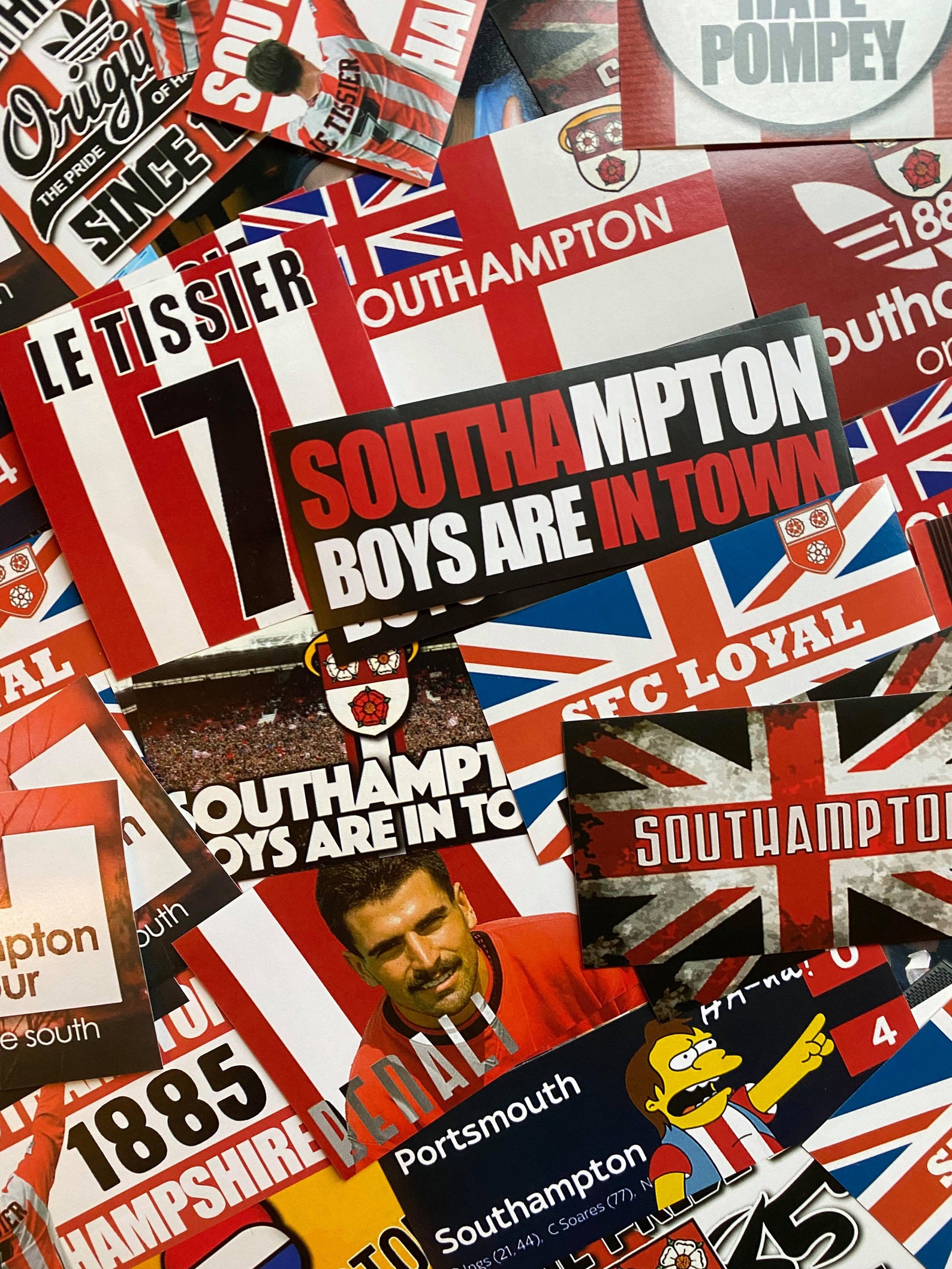 100 X Southampton FC Stickers Based on Scarf Shirt Programme | Etsy