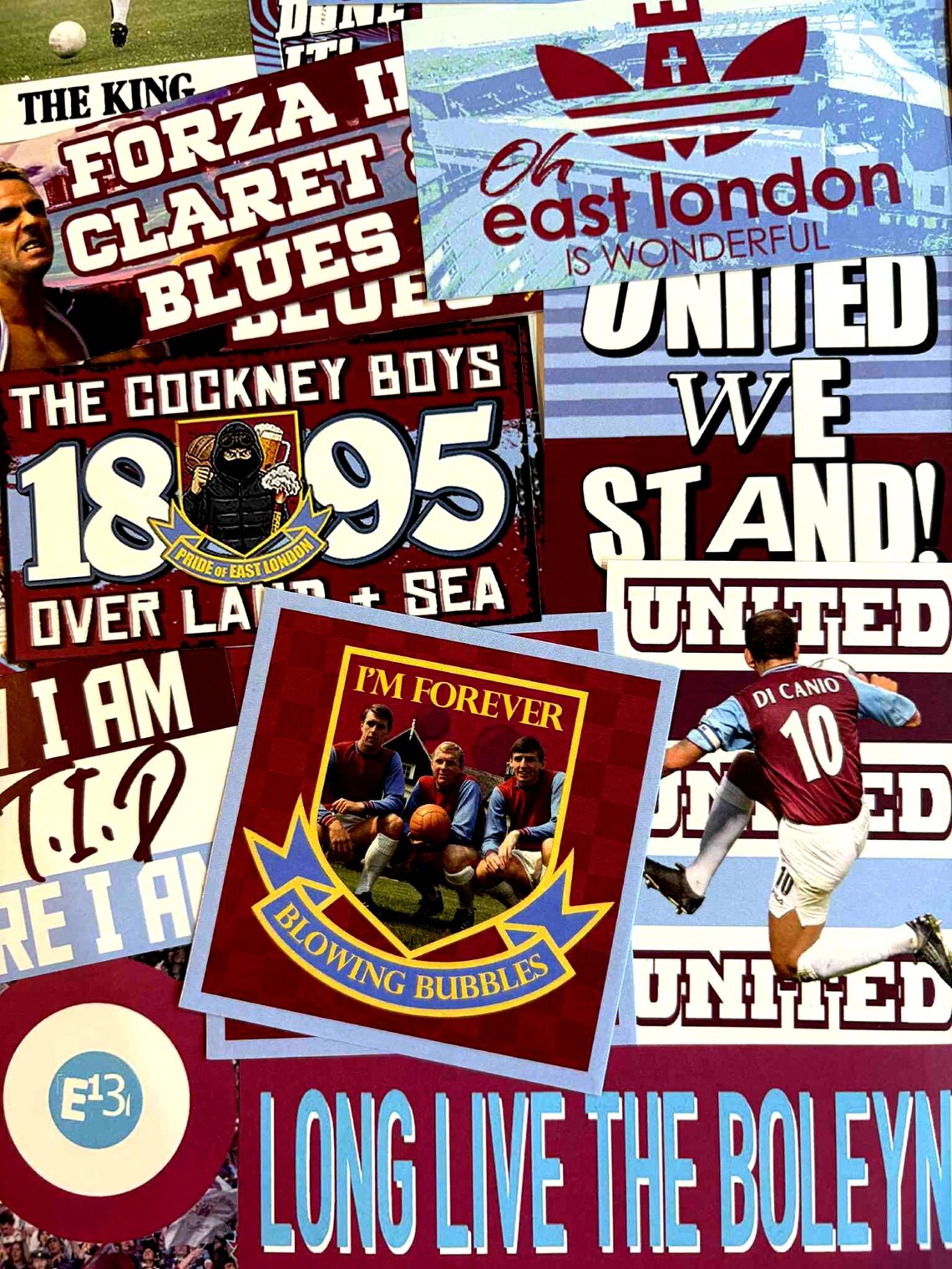 100 X West Ham Stickers - Based on Hammers Banner Programme Boleyn ...