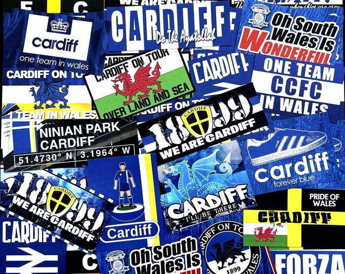 100 X Cardiff City Stickers - Based on Fans Wales Welsh CCFC Poster ...