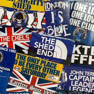 100 X Chelsea Stickers - Based on Poster Pin Badge Flag Scarf Shirt ...