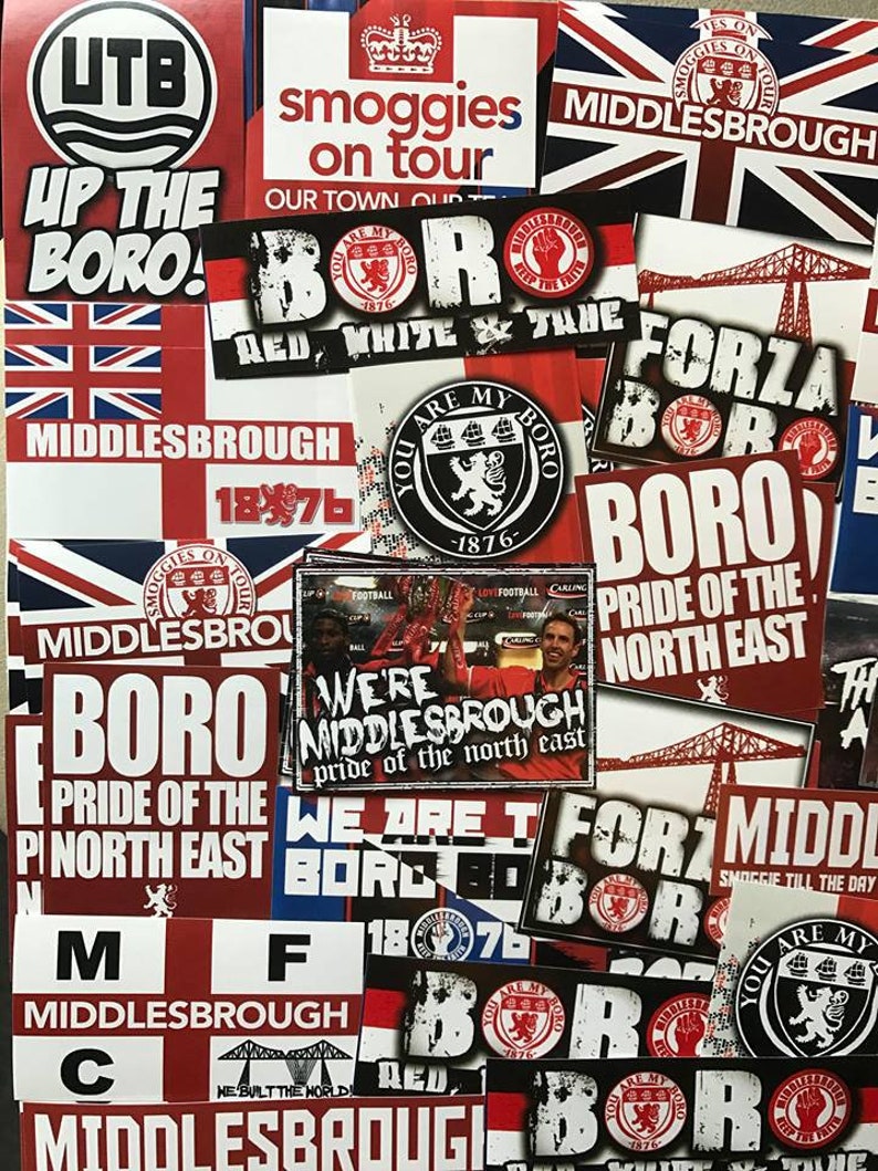 100 X Middlesbrough Stickers - Based on Poster Shirt Scarf Pin Badge ...