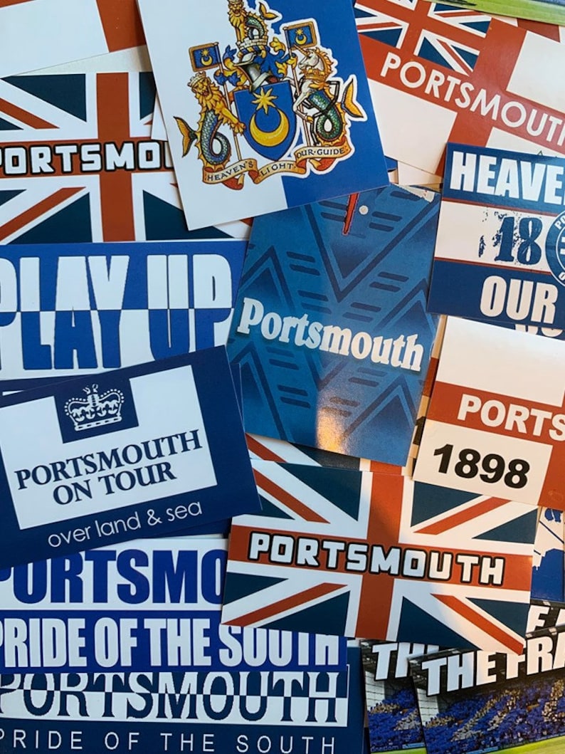 100 X Portsmouth Stickers - Based on Poster Shirt Scarf Pin Badge ...