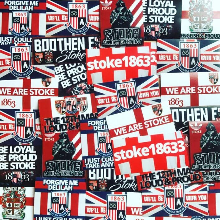 100 X Stoke City FC Stickers Based on Scarf Shirt Programme Ultras SCFC ...
