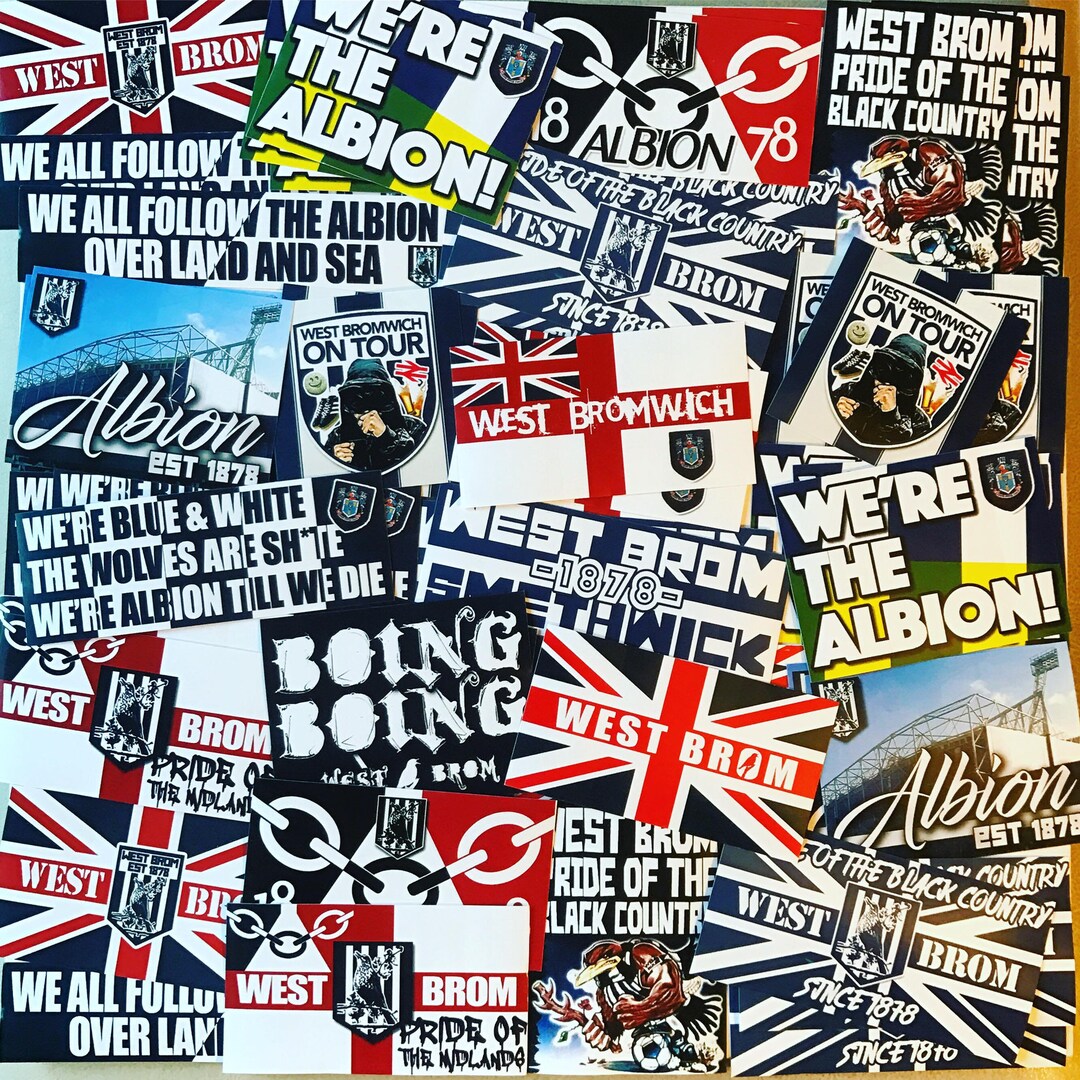 100 X West Bromwich Albion Stickers - Based on Poster Shirt Scarf Pin ...