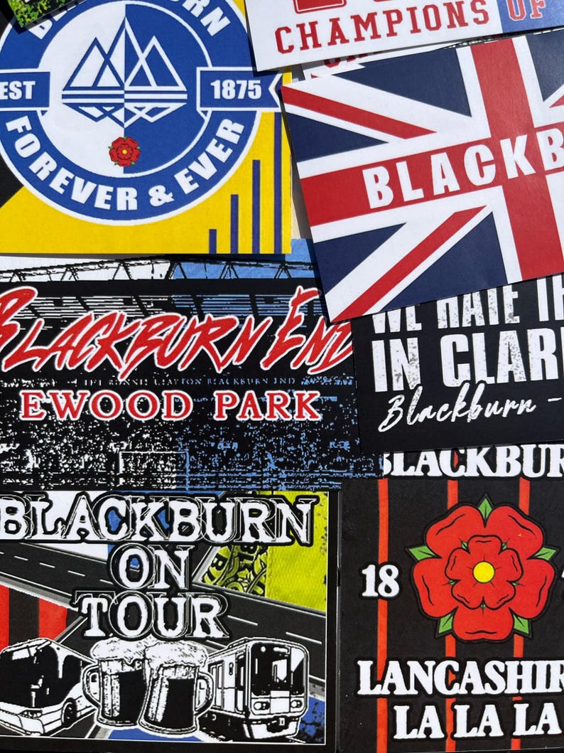 100 X Blackburn Rovers Stickers - Based on BRFC 1995 Ewood Park Poster ...