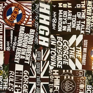 100 X Heart of Midlothian Stickers Based on HMFC HHGH Hearts Flag ...