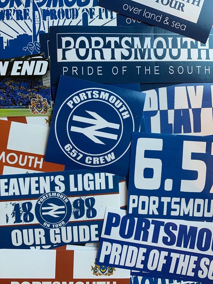 100 X Portsmouth Stickers - Based on Poster Shirt Scarf Pin Badge ...