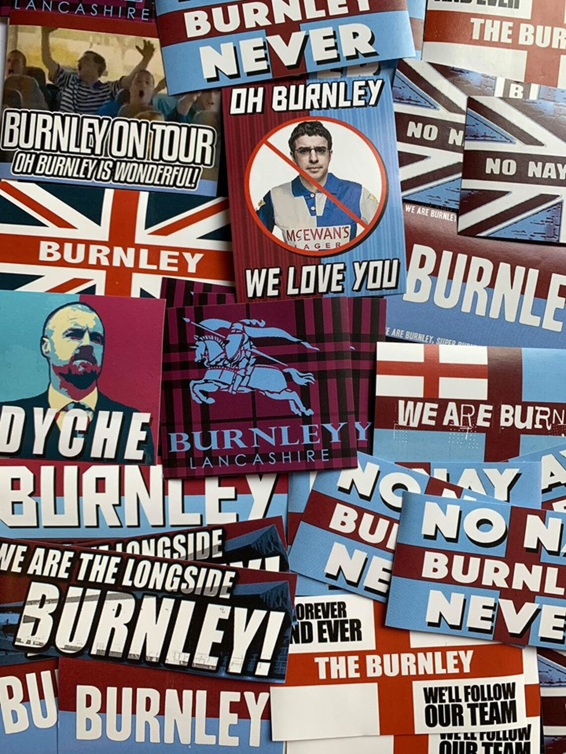 100 X Burnley Stickers Based on Poster Shirt Scarf Pin Badge - Etsy UK