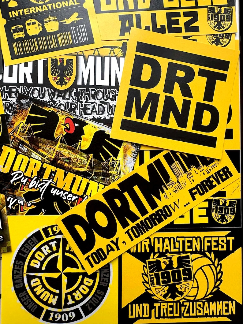 100 x Dortmund Stickers Inspiriert von Aufkleber Fahne Flagge Poster ...