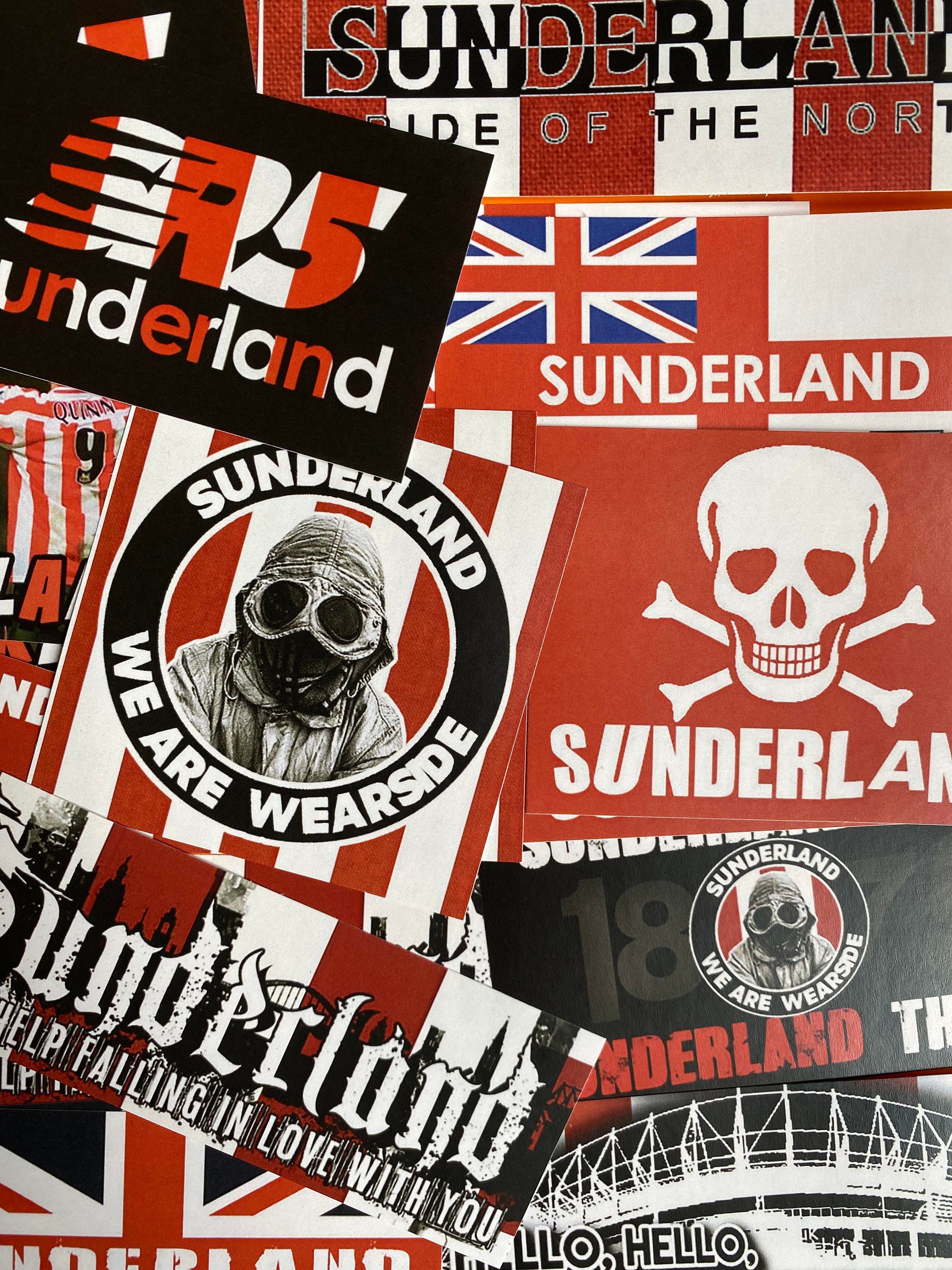 100 X Sunderland Stickers - Based on SAFC Poster Shirt Scarf Pin Badge ...