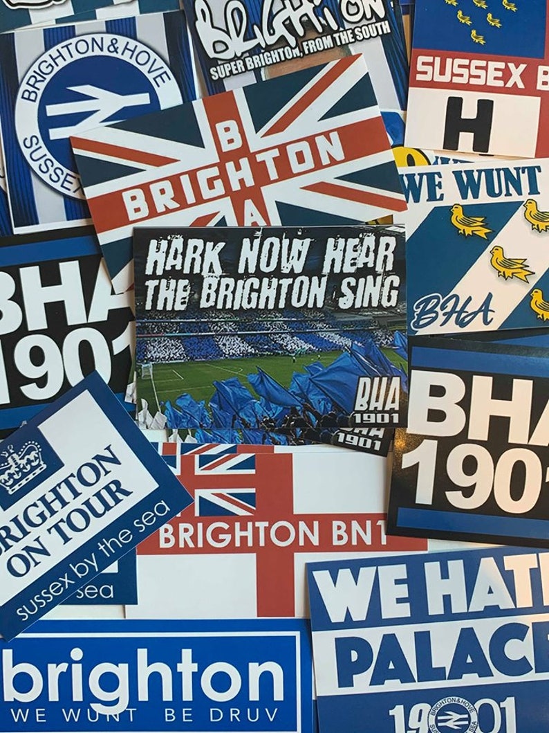 100 X Brighton & Hove Albion Stickers - Based on Poster Shirt Scarf Pin ...