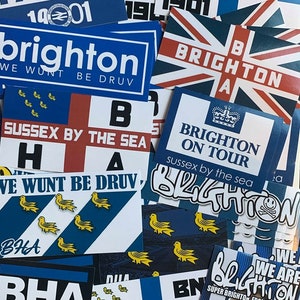 100 X Brighton & Hove Albion Stickers - Based on Poster Shirt Scarf Pin ...