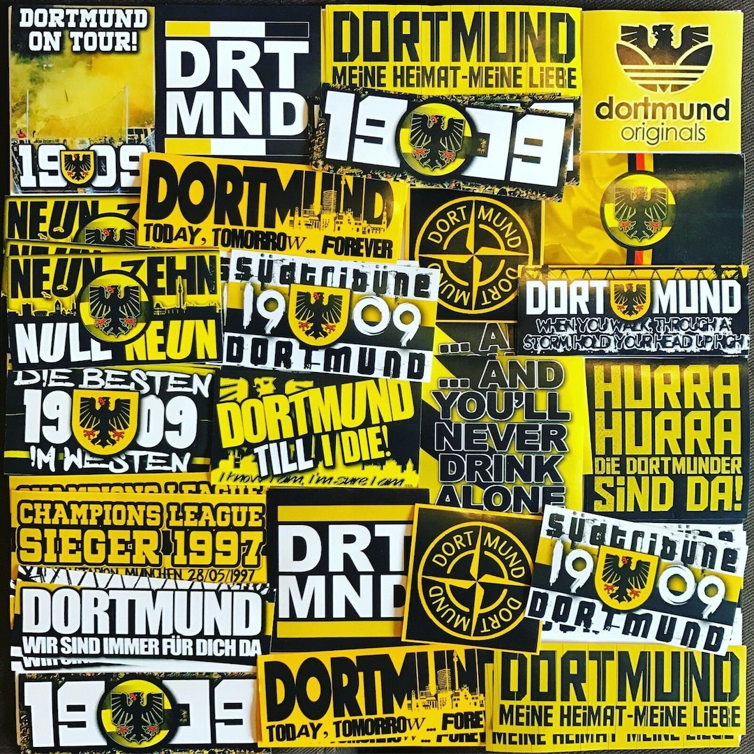 100 X Dortmund Stickers Inspiriert Von Aufkleber Fahne Flagge Poster ...